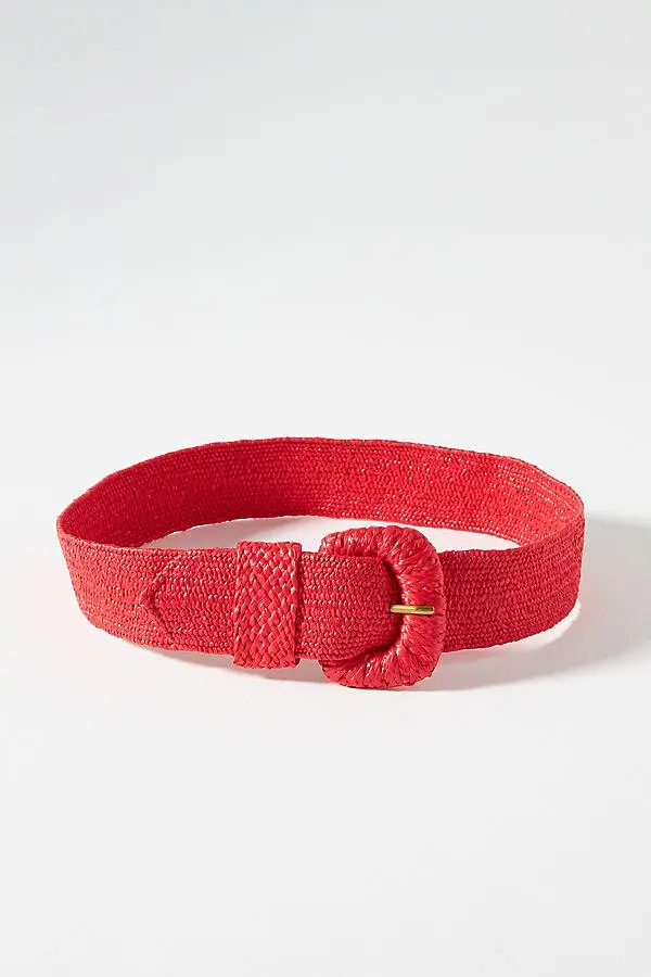 Anthropologie Raffia-wrapped Stretch Waist Belt - Red