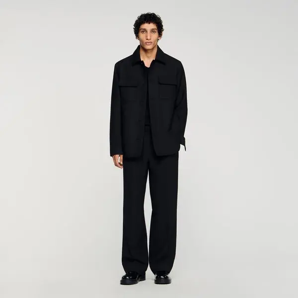 Sandro Polyester Oversized Shirt With Classic Collar And Button Fastening