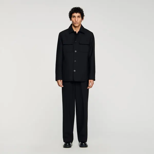Sandro Polyester Oversized Shirt With Classic Collar And Button Fastening