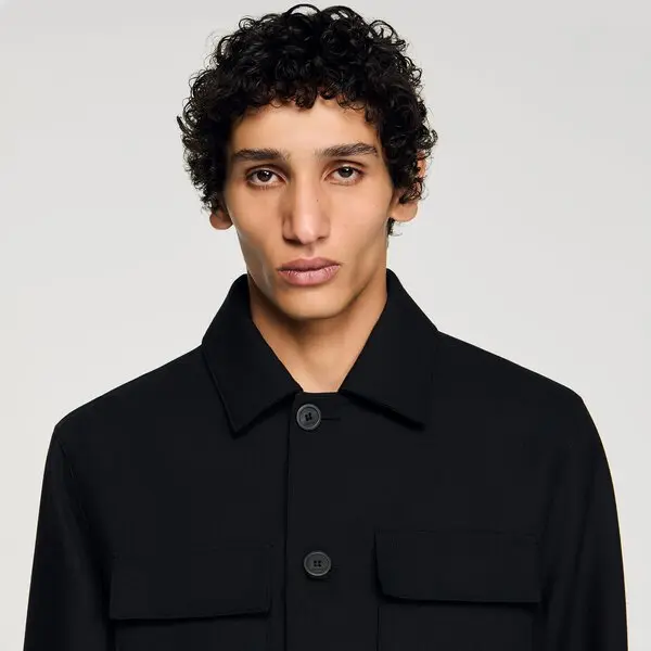 Sandro Polyester Oversized Shirt With Classic Collar And Button Fastening