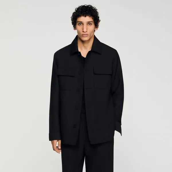 Sandro Polyester Oversized Shirt With Classic Collar And Button Fastening