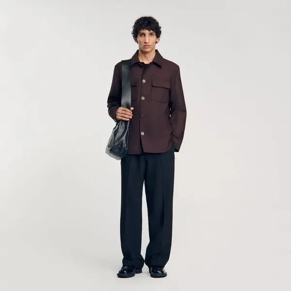 Sandro Buttoned Oversized Shirt - Chocolate