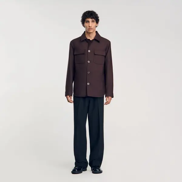 Sandro Buttoned Oversized Shirt - Chocolate
