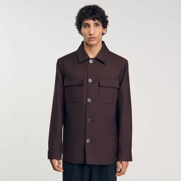 Sandro Buttoned Oversized Shirt - Chocolate