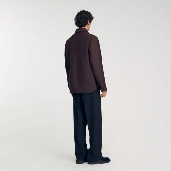 Sandro Buttoned Oversized Shirt - Chocolate