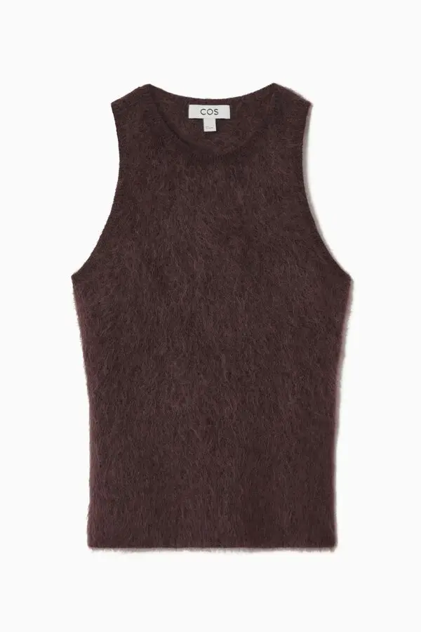 Cos Knitted Mohair Tank In Brown 60% Off Editorialist