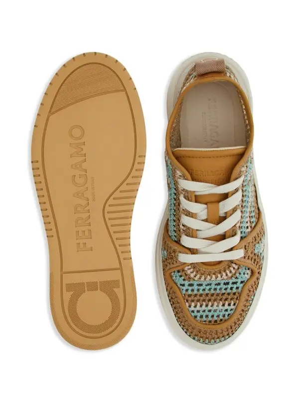 FERRAGAMO Panelled Macramé Sneakers