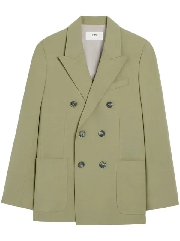 AMI Paris Double-breasted Peak-lapel Blazer