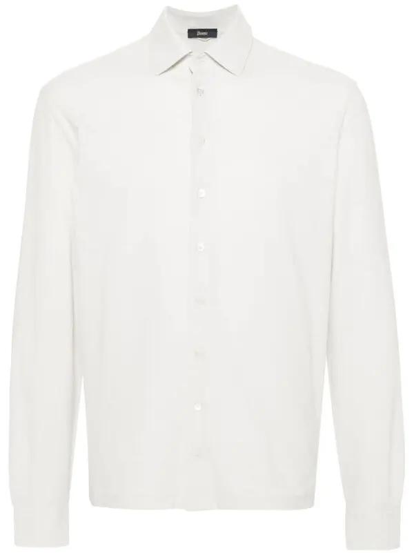 Herno Spread-collar Cotton Shirt - Neutrals
