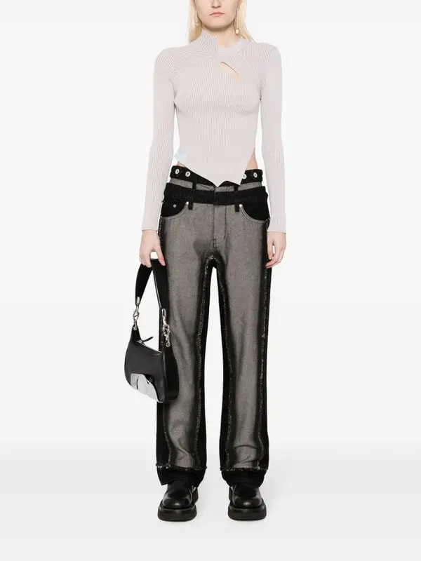 FENG CHEN WANG Asymmetric Ribbed-knit Top - Purple