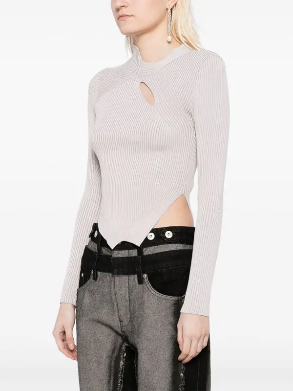 FENG CHEN WANG Asymmetric Ribbed-knit Top - Purple