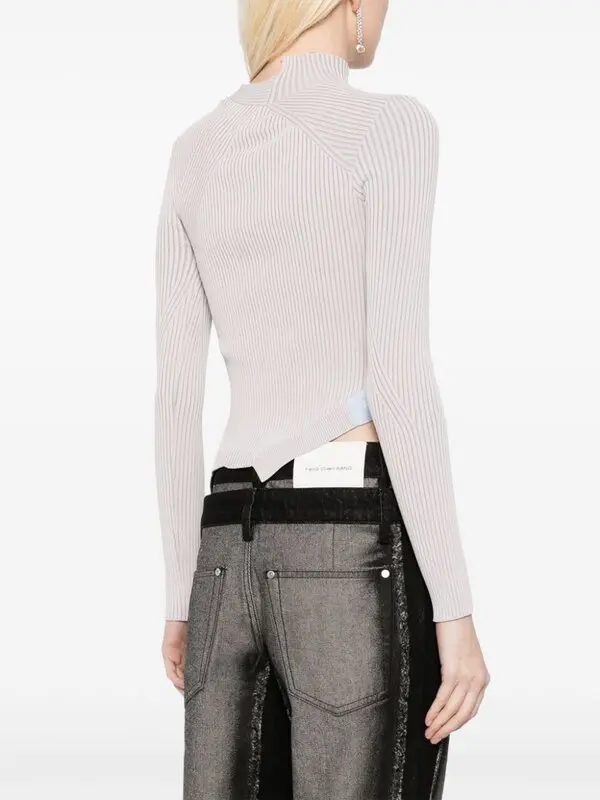 FENG CHEN WANG Asymmetric Ribbed-knit Top - Purple
