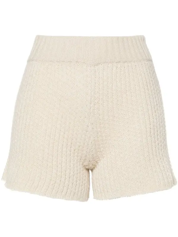 Alanui Ribbed-knit Shorts - Neutrals