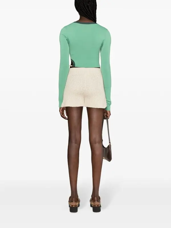 Alanui Ribbed-knit Shorts - Neutrals