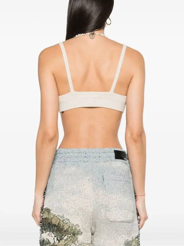 Alanui Ribbed Triangle Bralette - Neutrals