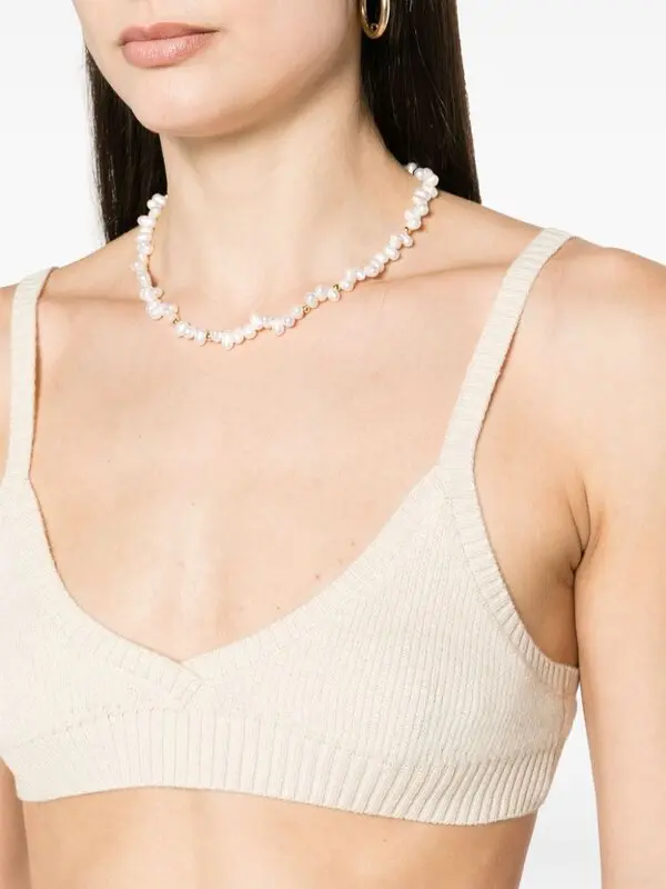 Alanui Ribbed Triangle Bralette - Neutrals