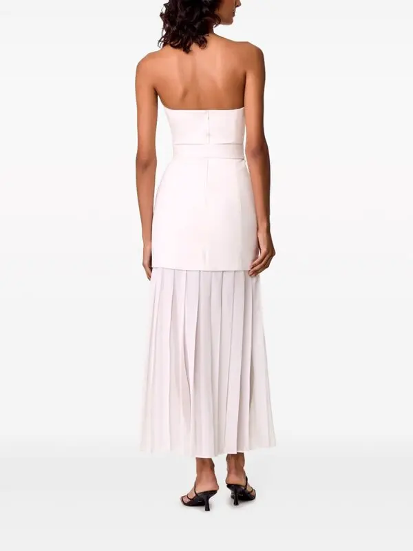 nicholas reagan midi dress NICHOLAS Reagan Strapless Mini Dress With Pleated Skirt in Cream