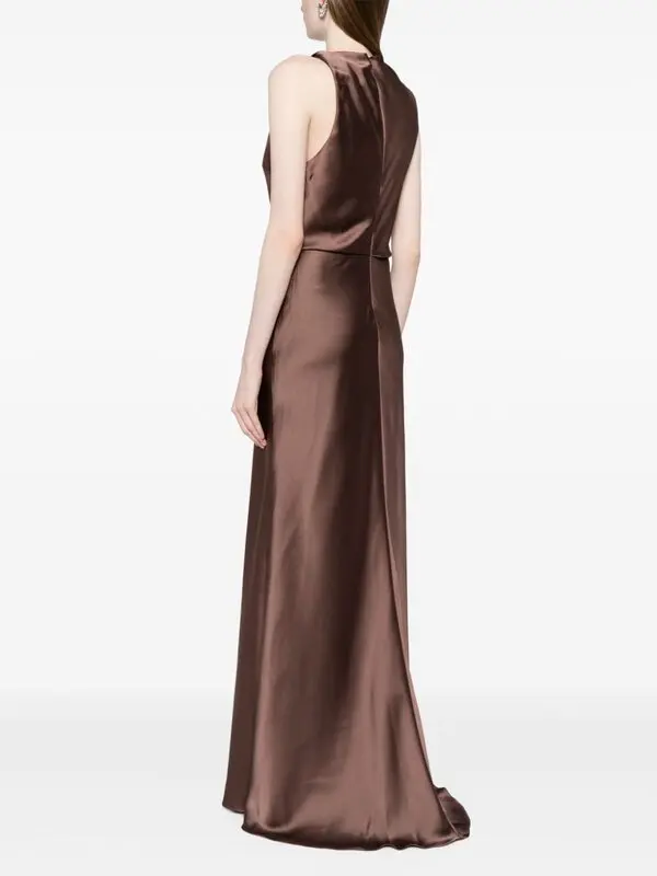 Amsale Asymmetric Draped Gown - Brown