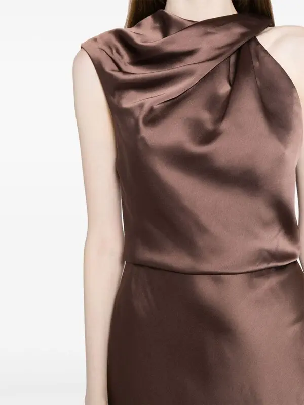 Amsale Asymmetric Draped Gown - Brown