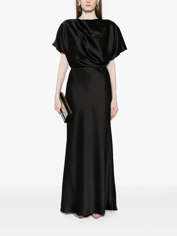 Amsale Draped Satin Gown - Black