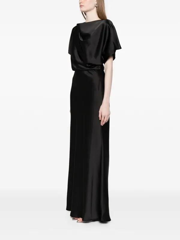 Amsale Draped Satin Gown - Black