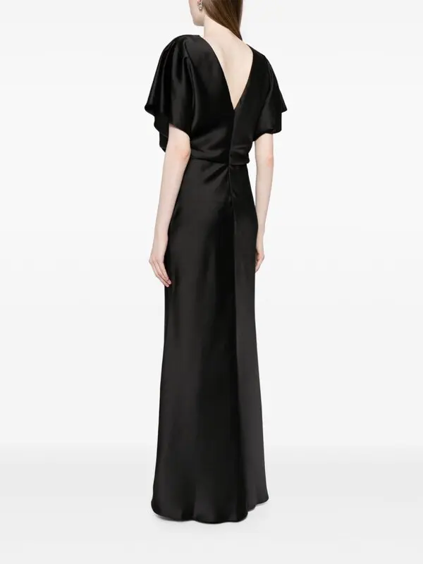 Amsale Draped Satin Gown - Black