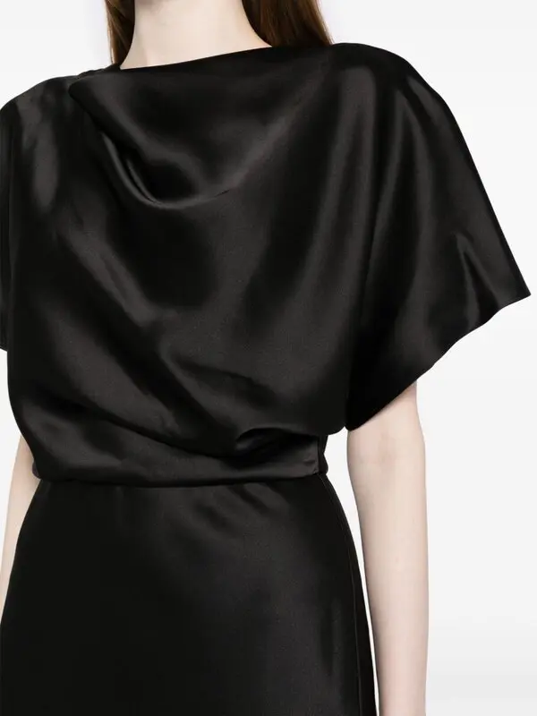 Amsale Draped Satin Gown - Black