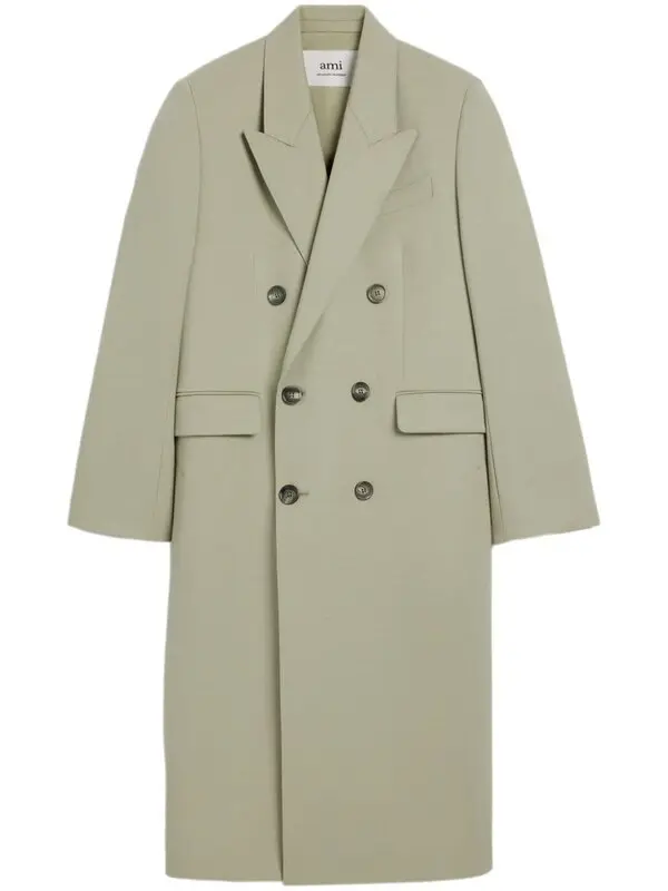 Ami Double-breasted Virgin Wool Coat - Green