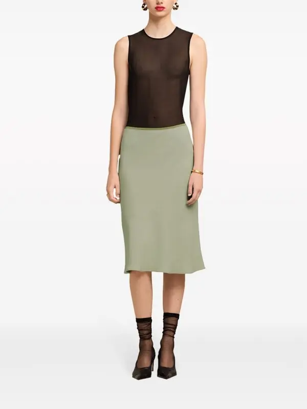 AMI Paris Crepe Midi Skirt - Green