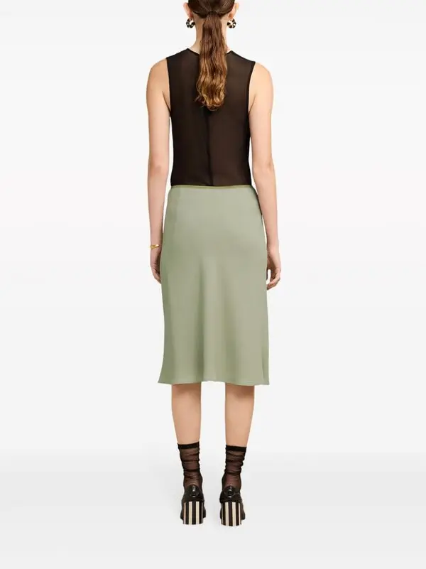 AMI Paris Crepe Midi Skirt - Green