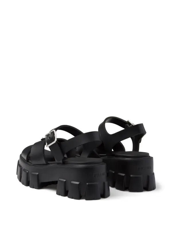 Prada Monolith Triangle-logo Platform Sandals - Black