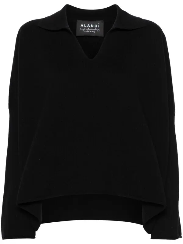 Alanui Ribbed Polo Top - Black