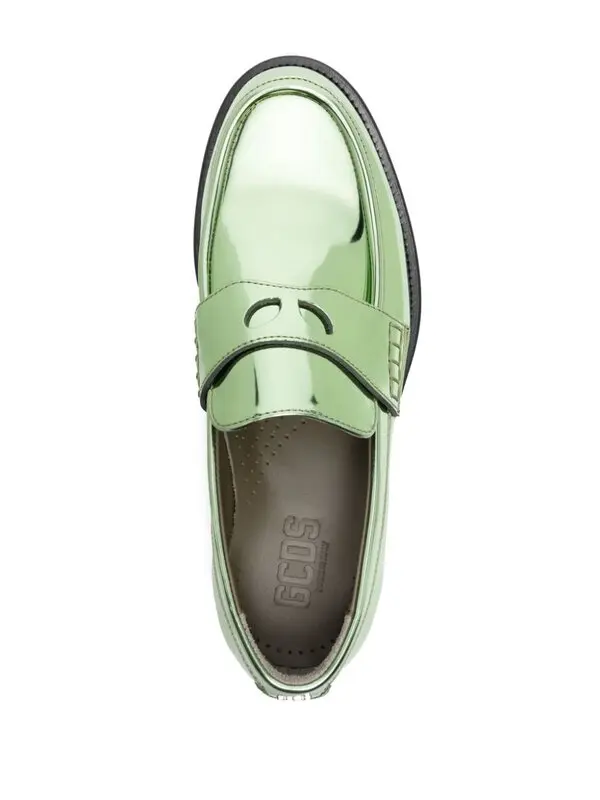 Gcds Wirdo Patent-leather Loafers - Green