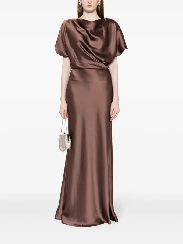 Amsale Draped Satin Gown