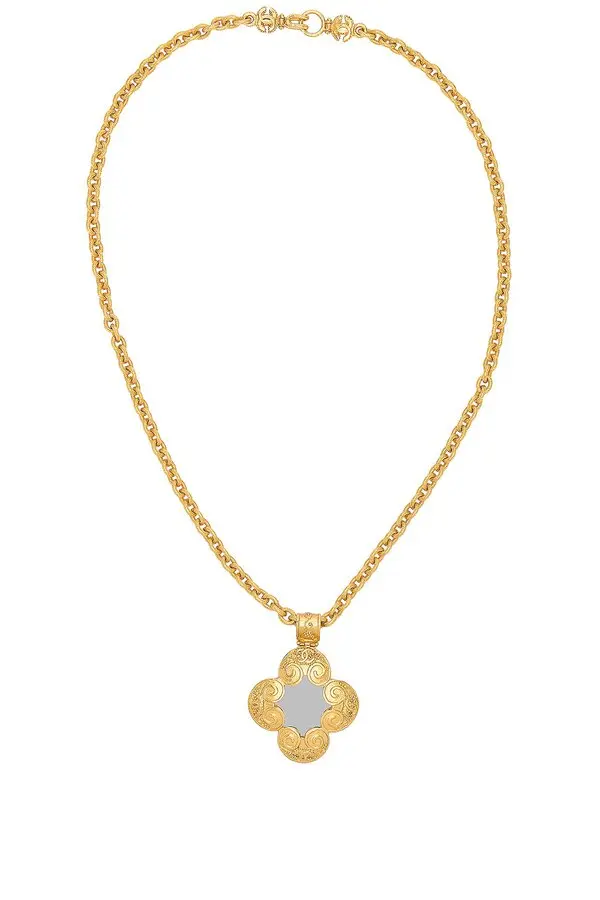 Chanel 1996 Mirror Pendant Necklace - Gold