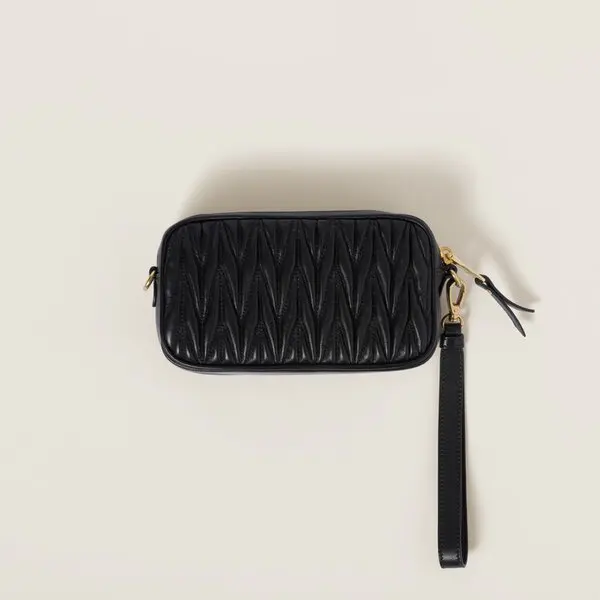Miu Miu Matelassé Nappa Leather Pouch - Black | Editorialist
