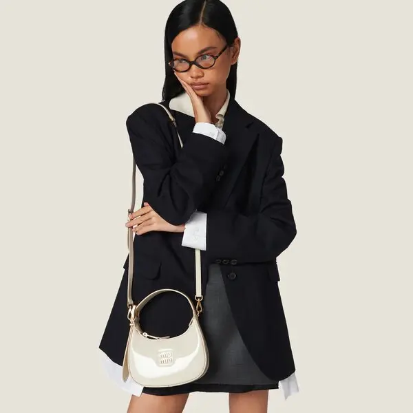 Miu Miu Patent Leather Hobo Bag - Ivory | Editorialist
