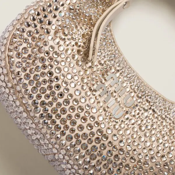 Miu Miu Wander Satin And Silk Mini Hobo Bag With Synthetic Crystals
