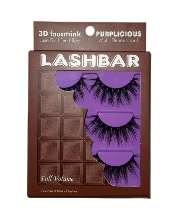 LASHBAR 3-pack Purplicious 3d Fauxmink Lash Bar False Eyelashes