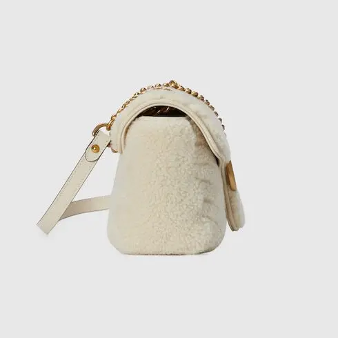 Gucci Gg Marmont Medium Shoulder Bag - Off White Shearling