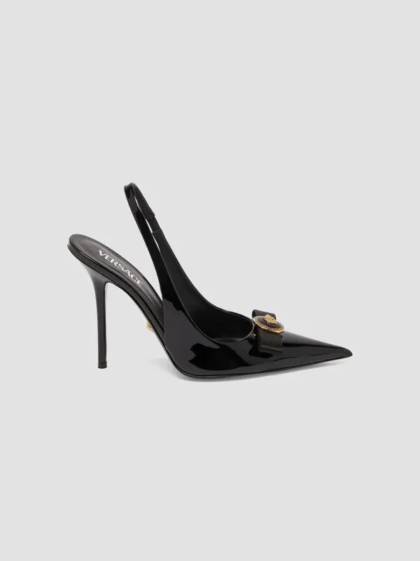 Versace 110mm Patent Leather Slingback Pumps