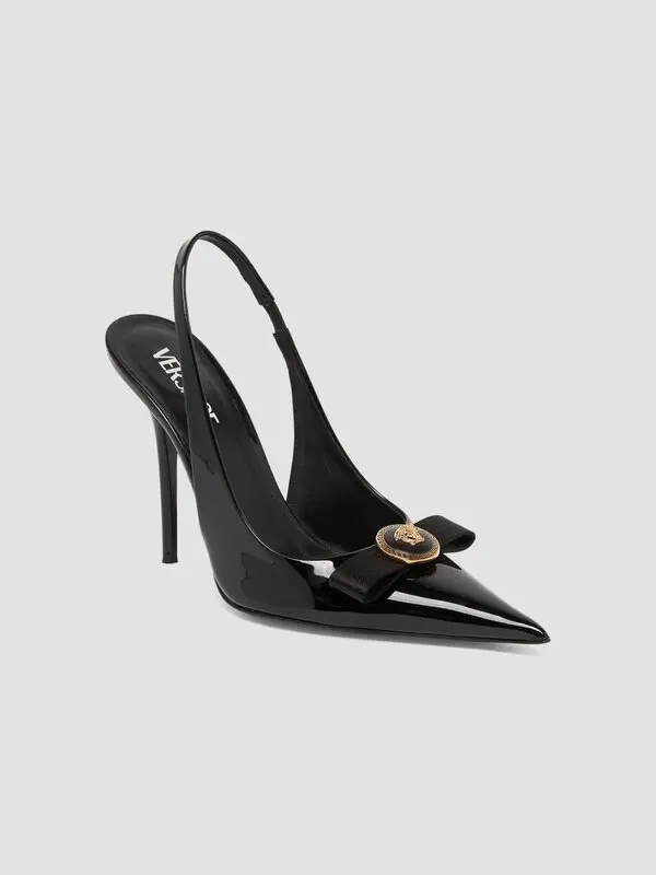 Versace 110mm Patent Leather Slingback Pumps