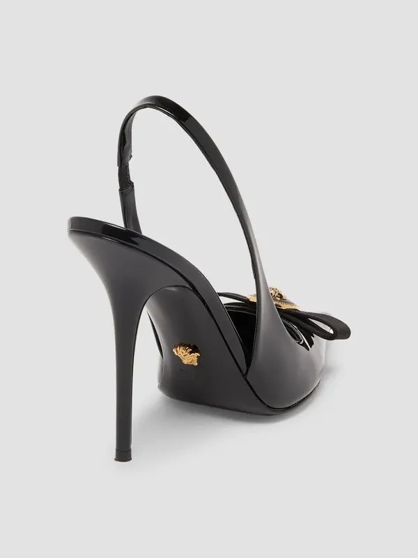 Versace 110mm Patent Leather Slingback Pumps