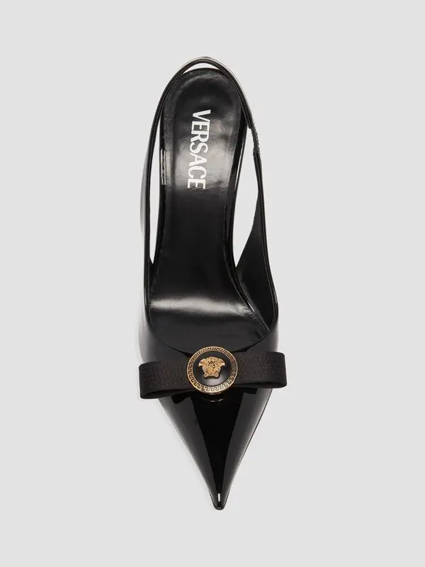 Versace 110mm Patent Leather Slingback Pumps
