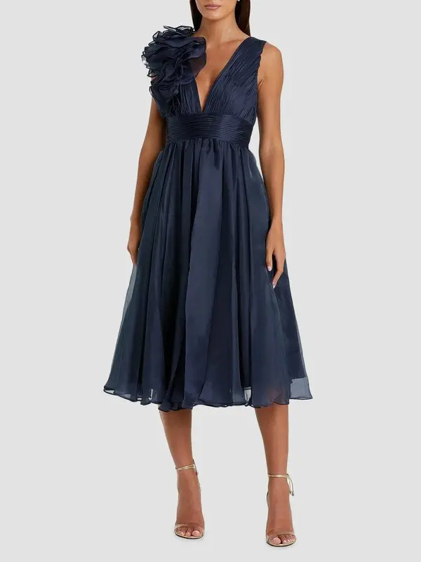 Mac Duggal Chiffon Sleeveless Fit & Flare Midi-dress - Midnight