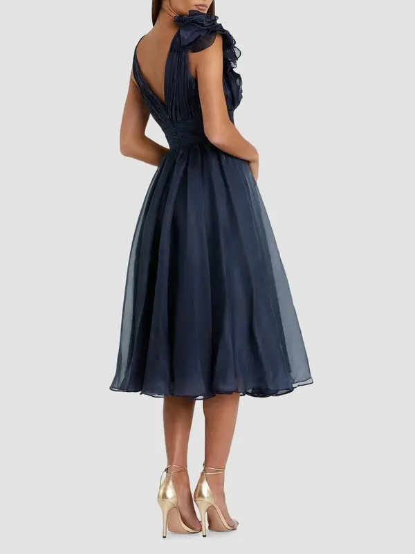Mac Duggal Chiffon Sleeveless Fit & Flare Midi-dress - Midnight