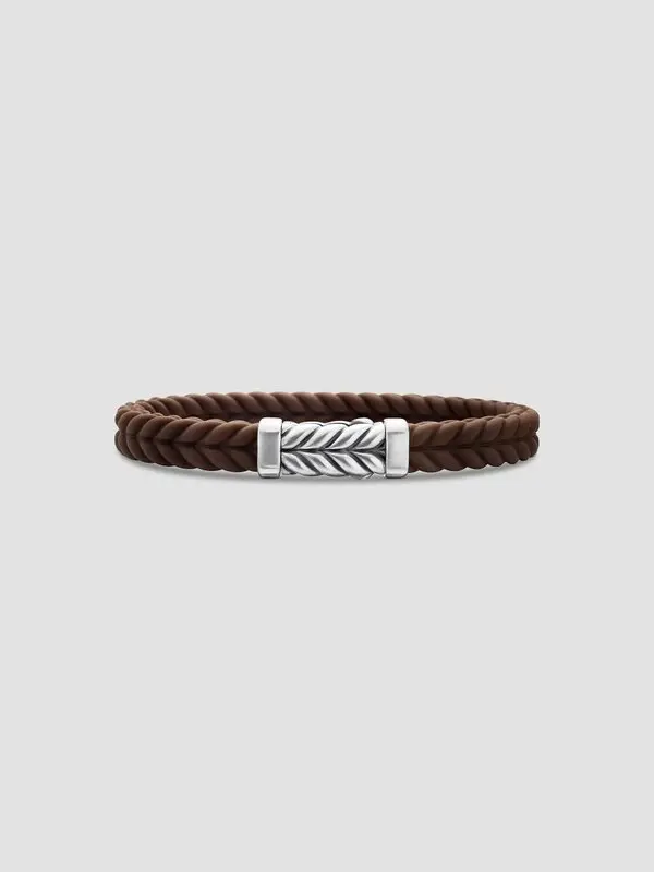 David Yurman Chevron Bracelet In Rubber - Silver