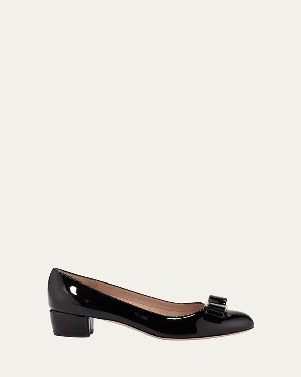 FERRAGAMO Vara Bow Leather Low Pumps - Nero