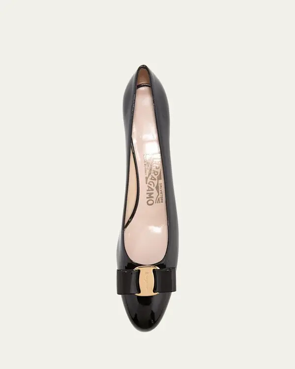 FERRAGAMO Vara Bow Leather Low Pumps - Nero