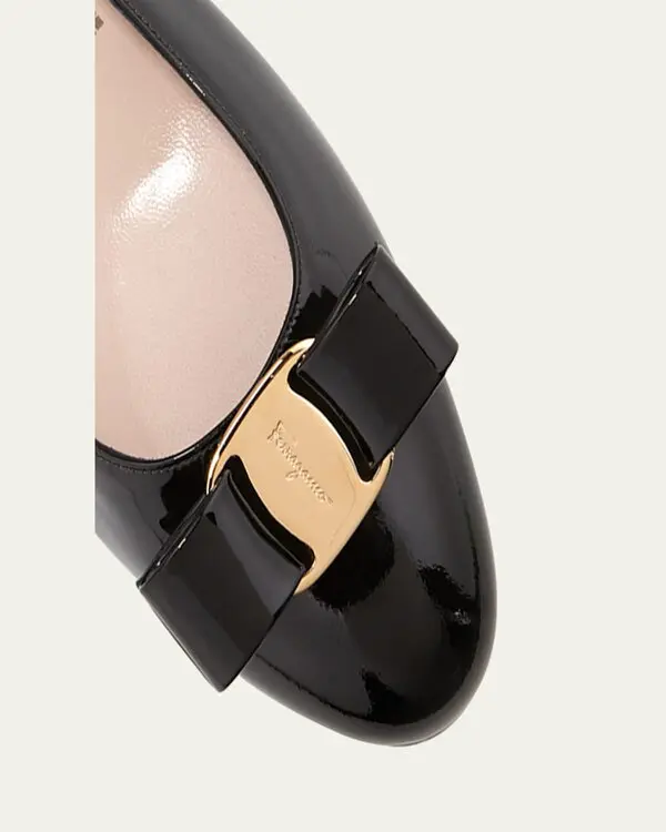 FERRAGAMO Vara Bow Leather Low Pumps - Nero